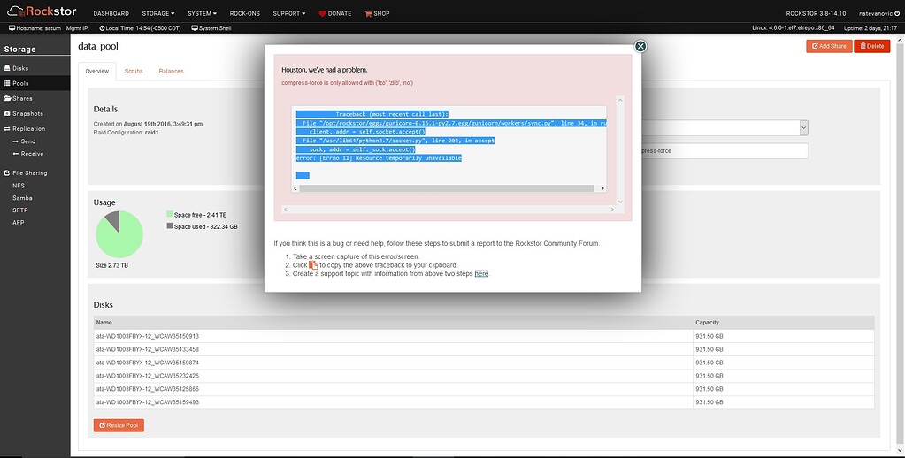 Compress-force is only allowed with ('lzo', 'zlib', 'no') - Bugs ...