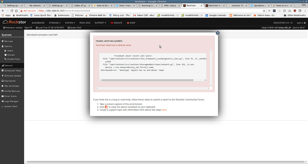 Nonetype Object Has No Attribute Name When Setting Nic To Manual
